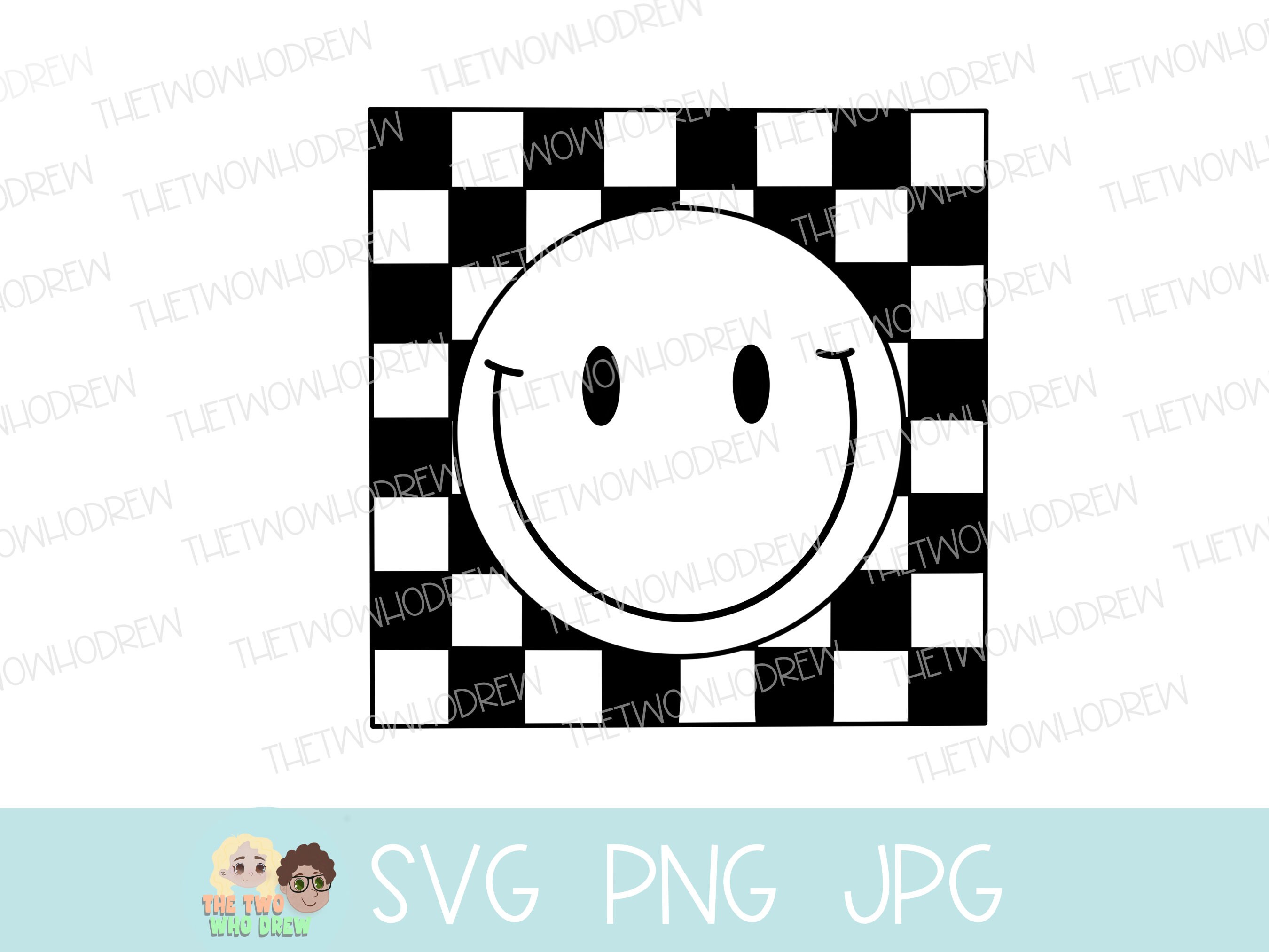 Checkered Smiley Face SVG, Retro 70s Groovy Happy Face SVG for Girls ...