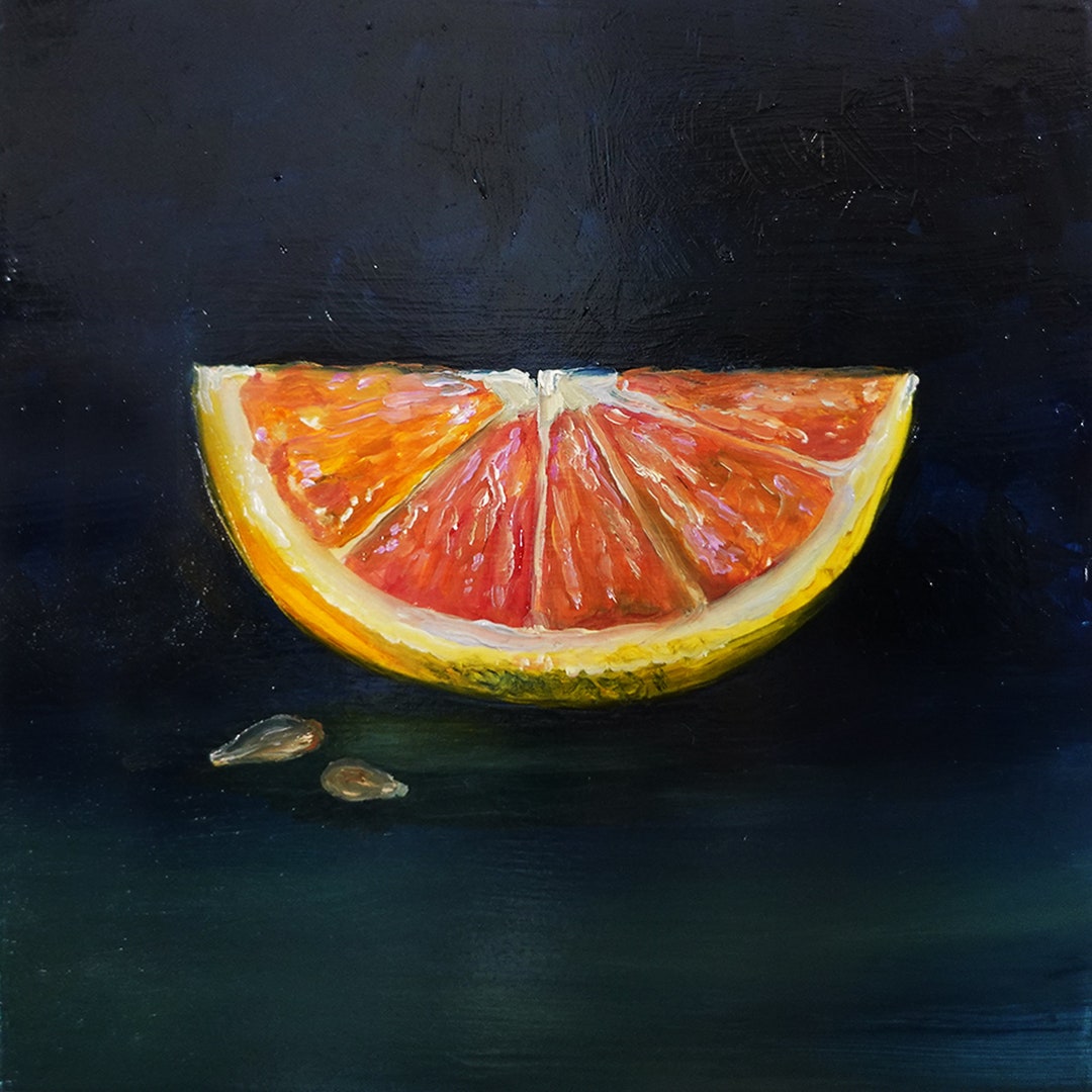 Orange Slice Study in Oil on Wood Panel 6x6 Original Art - Etsy