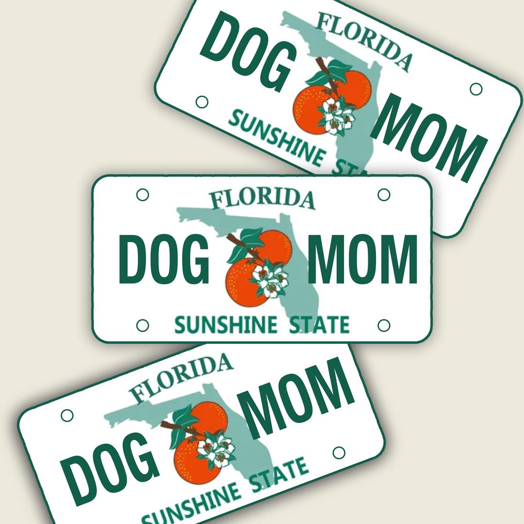 Florida Dog Mom | Dog Dad License Plate Sticker 3" Waterproof Vinyl - Etsy