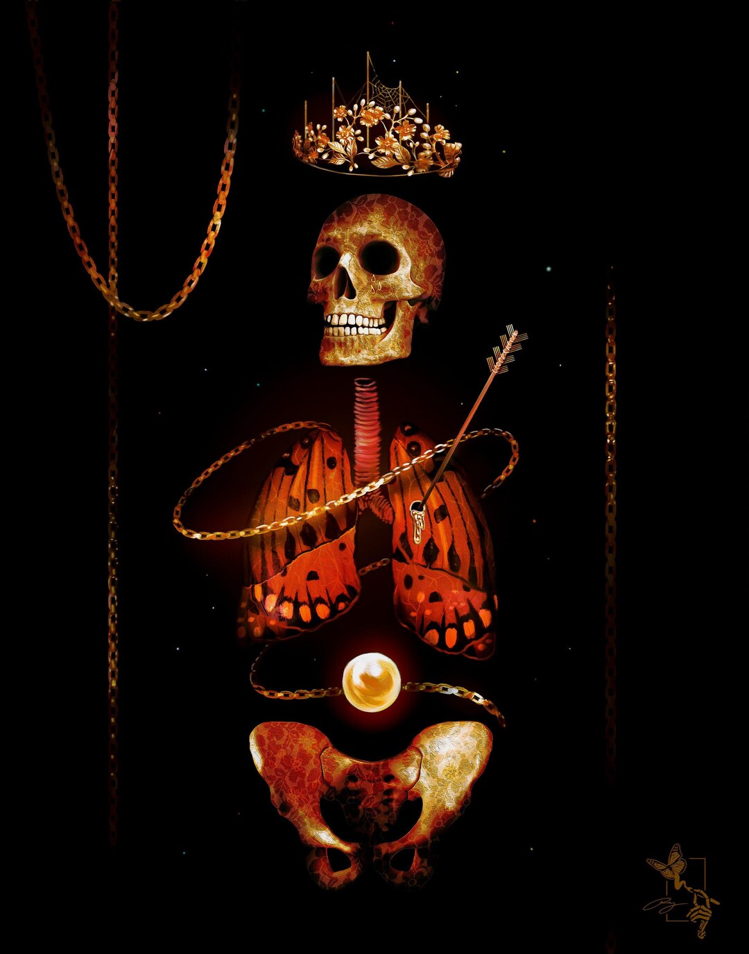 Print of the Revenant Hand Painted Digital Oil Skull & Skeleton Gothic ...