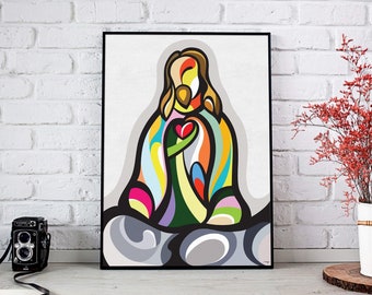 Sacred Heart Modern Print - Etsy