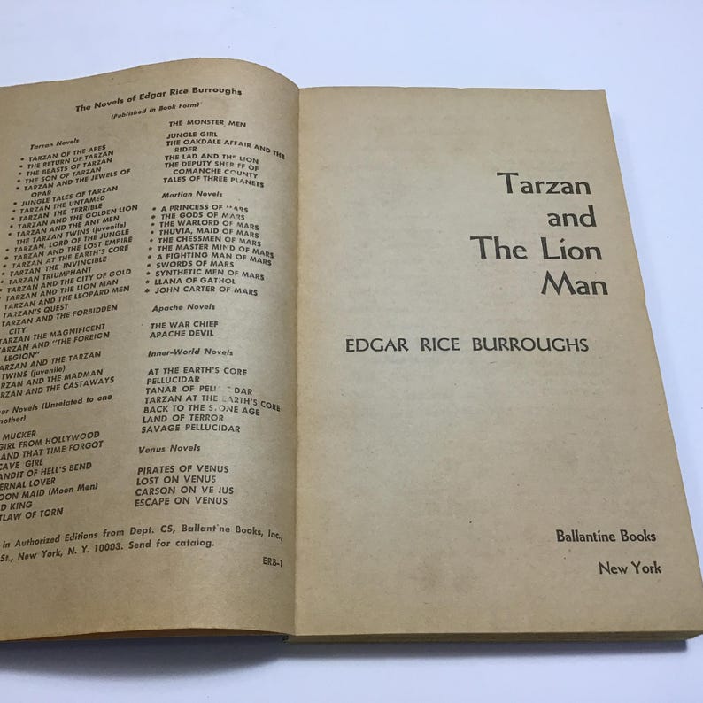 Tarzan and the Lion Man - Edgar Rice Burroughs - Vintage Paperback Book ...