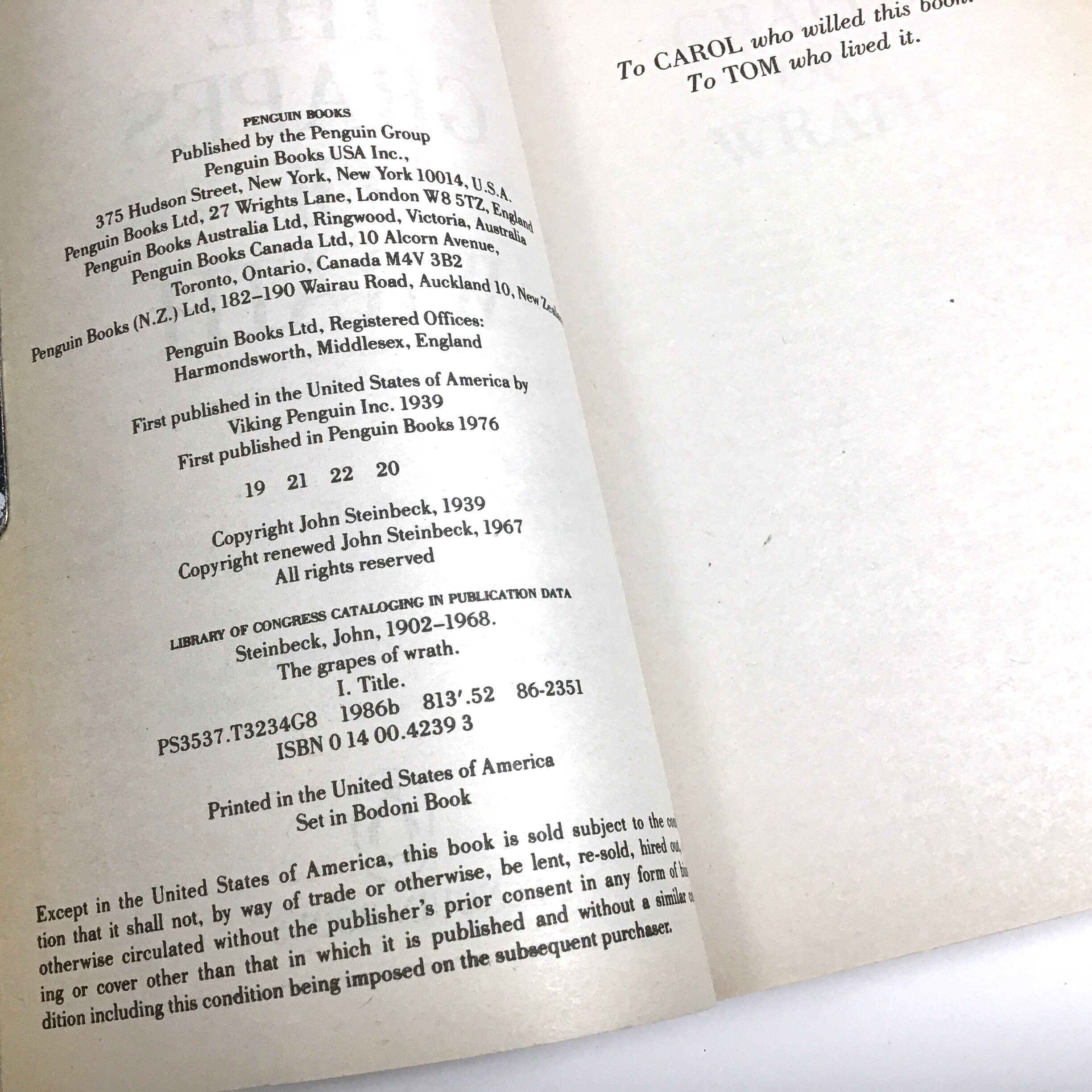 The Grapes of Wrath John Steinbeck Vintage Paperback Book Penguin ...