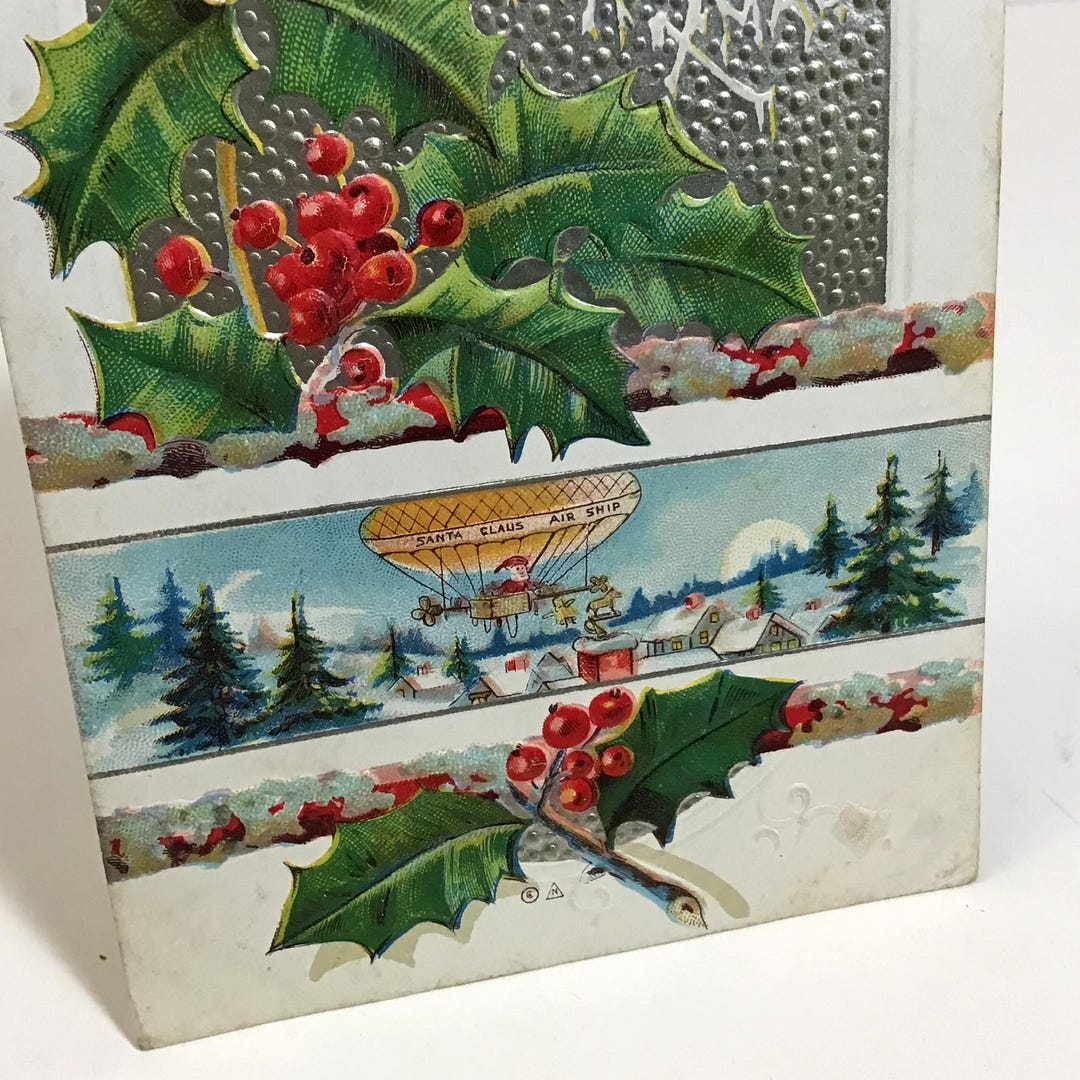 Vintage Embossed E. Nash Christmas Postcard 1910 Santa in A Motorized ...