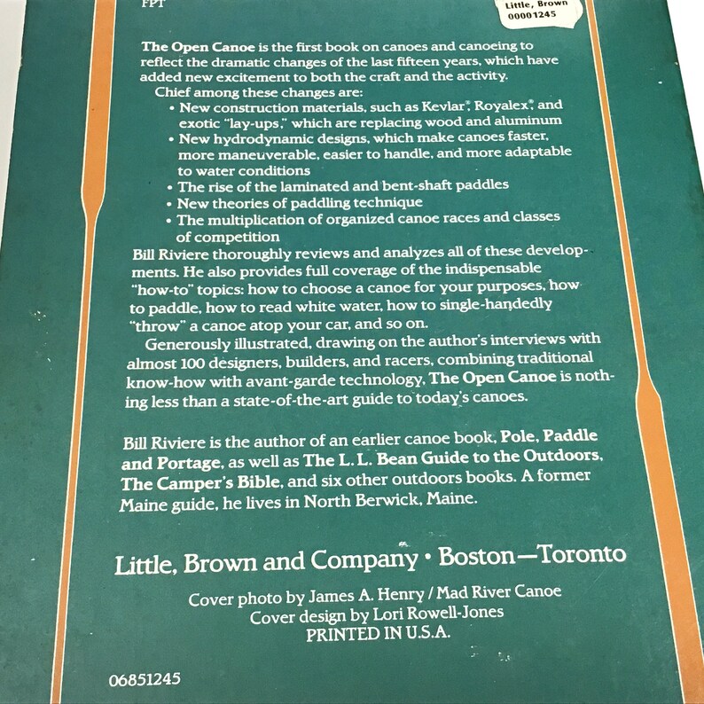 The Open Canoe - Bill Riviere - Vintage Paperback Book 1985 Little ...