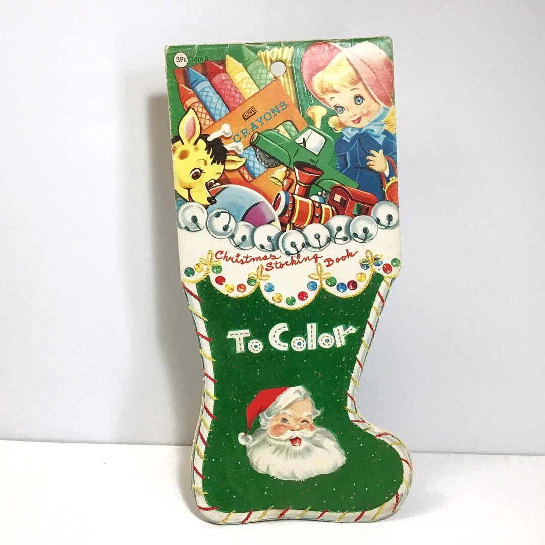 Christmas Stocking Book to Color - Vintage C.1950s Kids Coloring Book ...