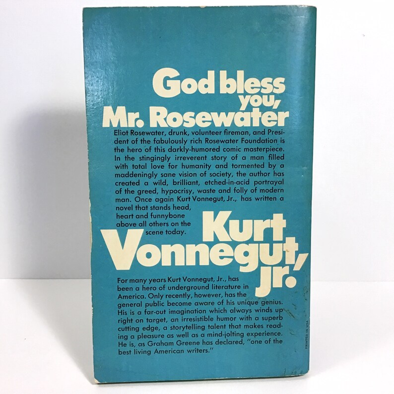 Kurt Vonnegut God Bless You, Mr. Rosewater Vintage 1972 Paperback Book ...