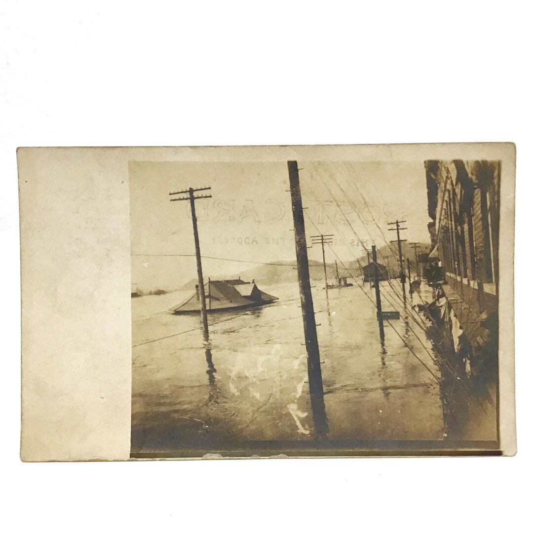 1913 Ohio River Flood -original Real Photo Postcard, Pomeroy OH ...
