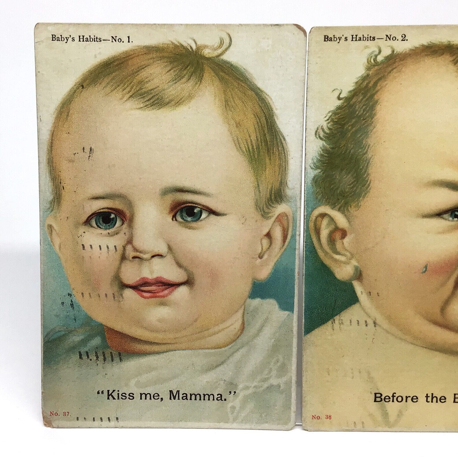 Baby's Habits 1900s Postcard Set Made in Germany - 3 Antique Novelty ...