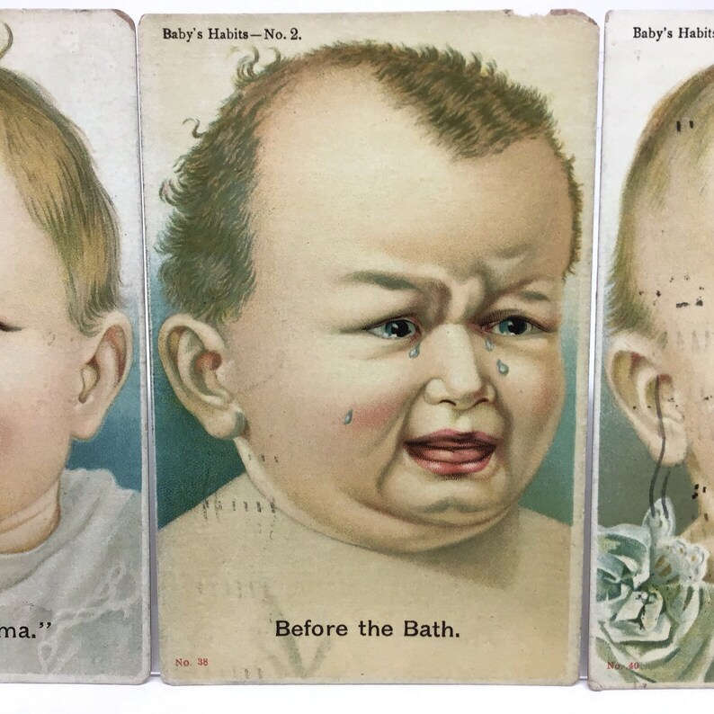 Baby's Habits 1900s Postcard Set Made in Germany - 3 Antique Novelty ...