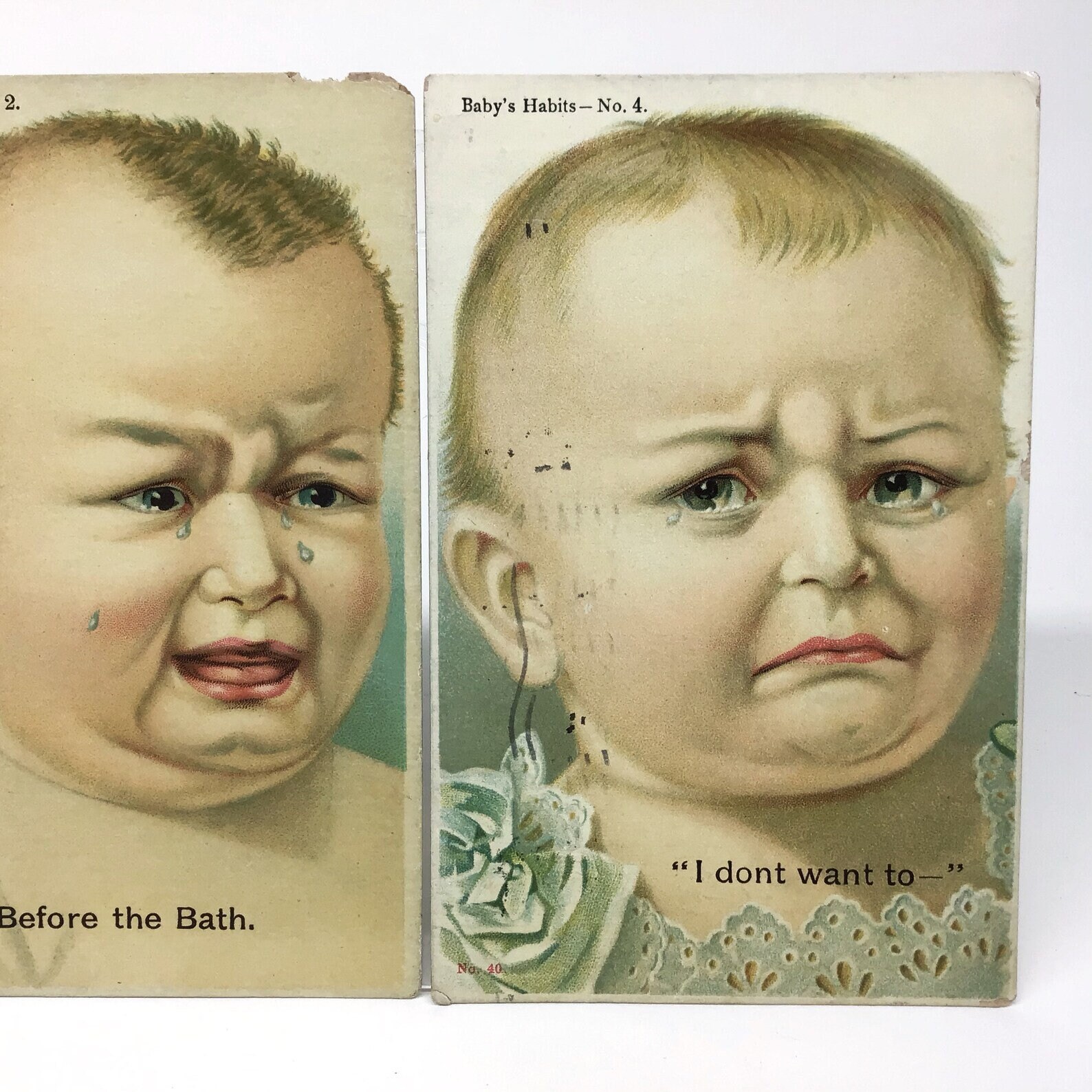 Baby's Habits 1900s Postcard Set Made in Germany - 3 Antique Novelty ...
