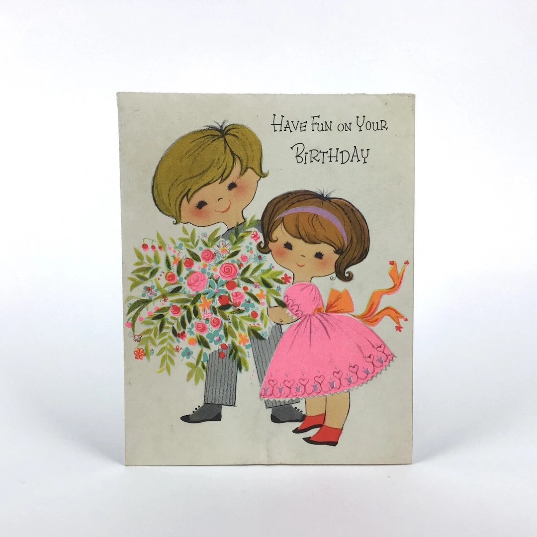 Vintage 1960s Birthday Card by Forget-me-not Greeting Cards - Mod Girl ...