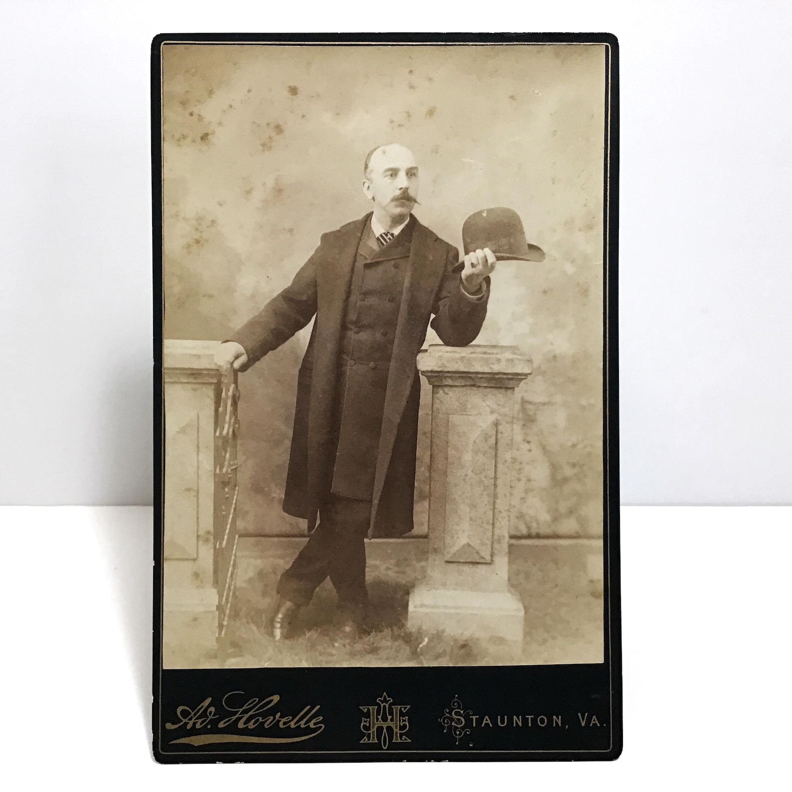 Victorian Man With A Bowler Hat - Vintage Original Cabinet Card Photo ...