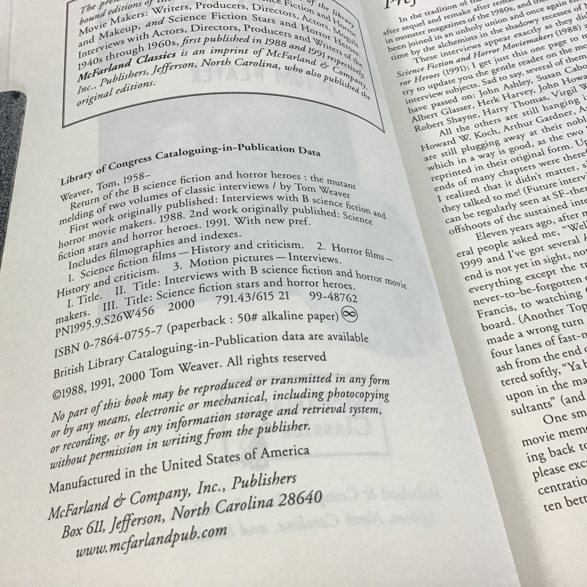 Return of the B Science Fiction and Horror Heroes Tom Weaver Vintage ...