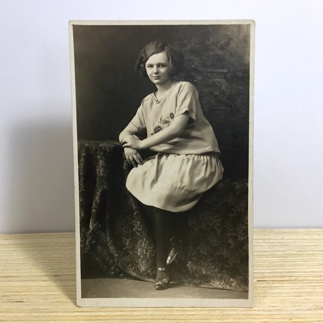 1920s Teenager With Subtle Smile - Unused Sepia Real Photo Postcard ...