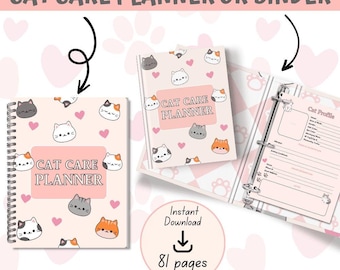 Premium Cat Care Planner | Cat Care Tracker | Cat Planner Medication ...