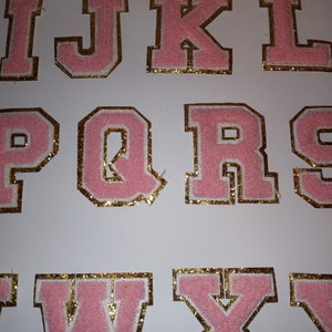 Self-adhesive Pink Chenille Letters, Sew on Letters, Chenille Letter ...
