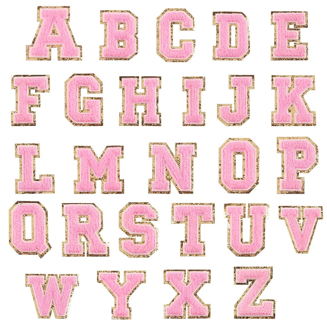 Self-adhesive Pink Chenille Letters, Sew on Letters, Chenille Letter ...