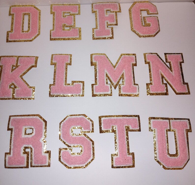 Self-adhesive Pink Chenille Letters, Sew on Letters, Chenille Letter ...