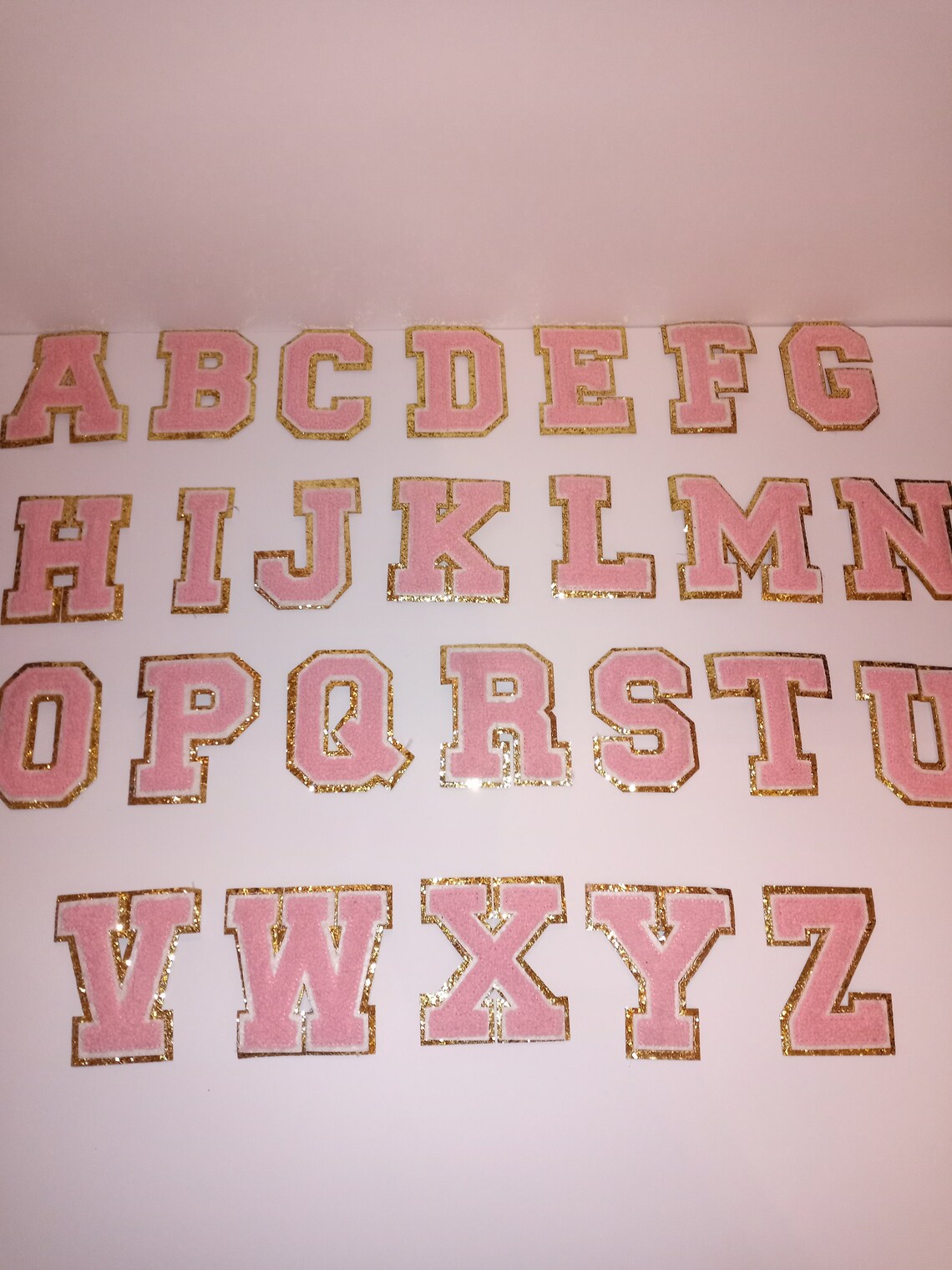 Self-adhesive Pink Chenille Letters, Sew on Letters, Chenille Letter ...