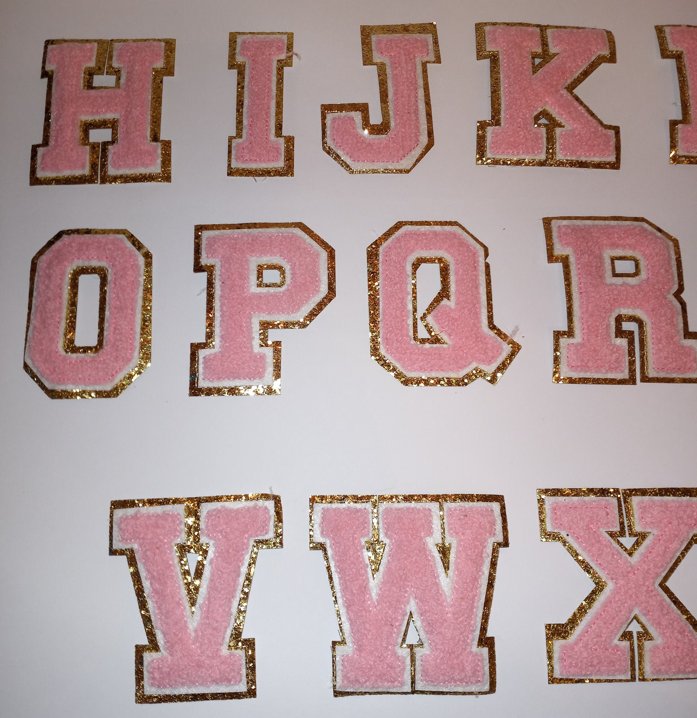 Self-adhesive Pink Chenille Letters, Sew on Letters, Chenille Letter ...