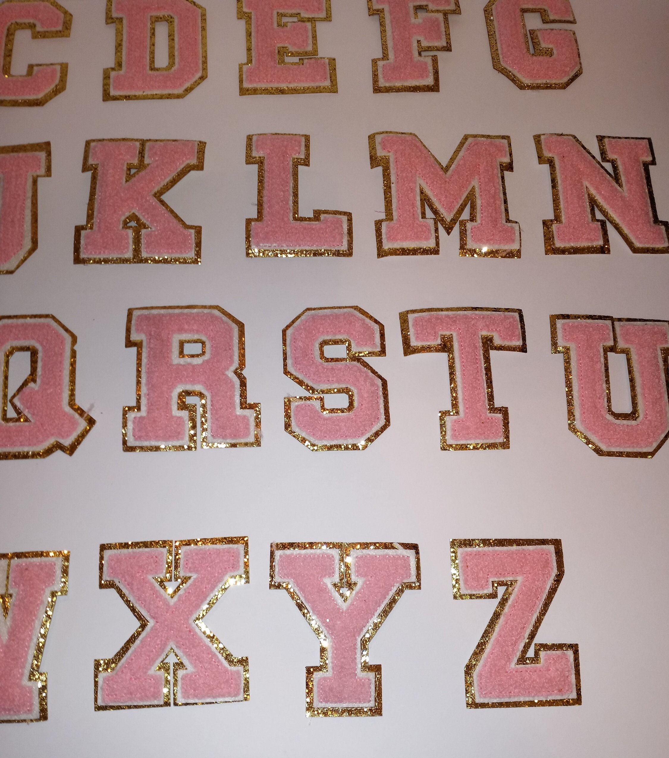 Self-adhesive Pink Chenille Letters, Sew on Letters, Chenille Letter ...