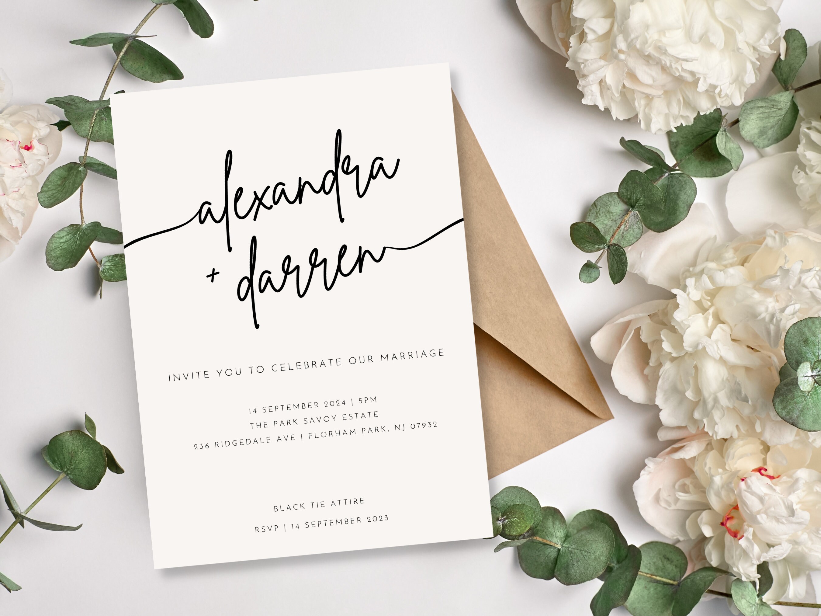Minimalistic Wedding Invitation, Digital Wedding Invite, Custom Digital ...