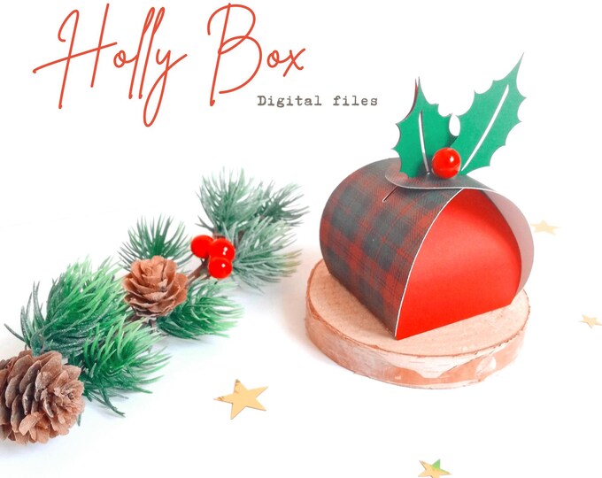 Holly Decorated Rounded Boxes Templates - Cricut SVG Box, Cricut Joy ...