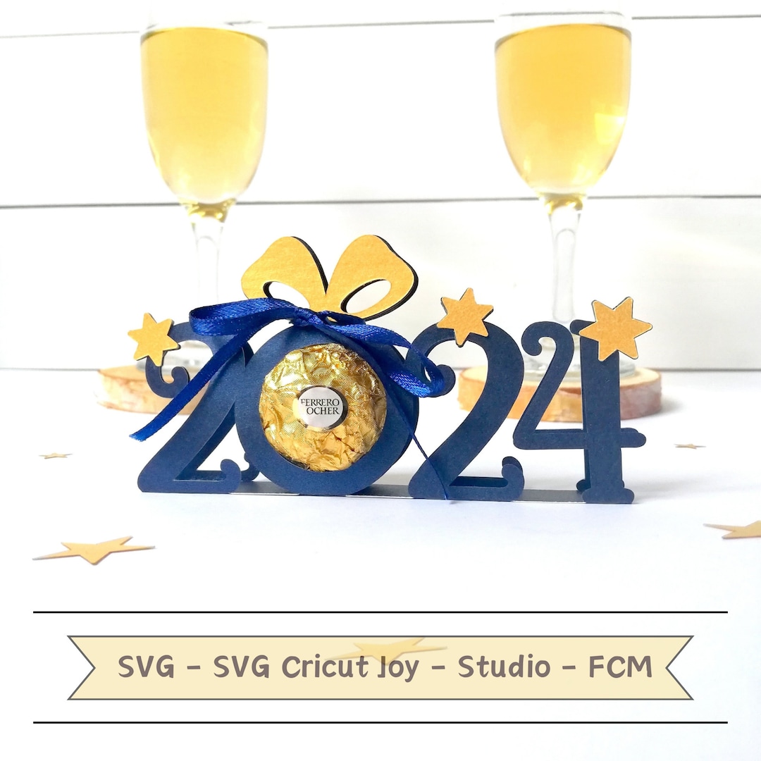 Gabarit 2024 pour Ferrero Rocher, Cricut SVG, Cricut Joy SVG, Cricut Eve SVG, New Year's Eve svg ...