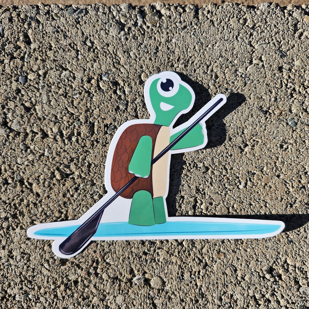Paddle Boarding Turtle Glossy Vinyl Sticker - Etsy