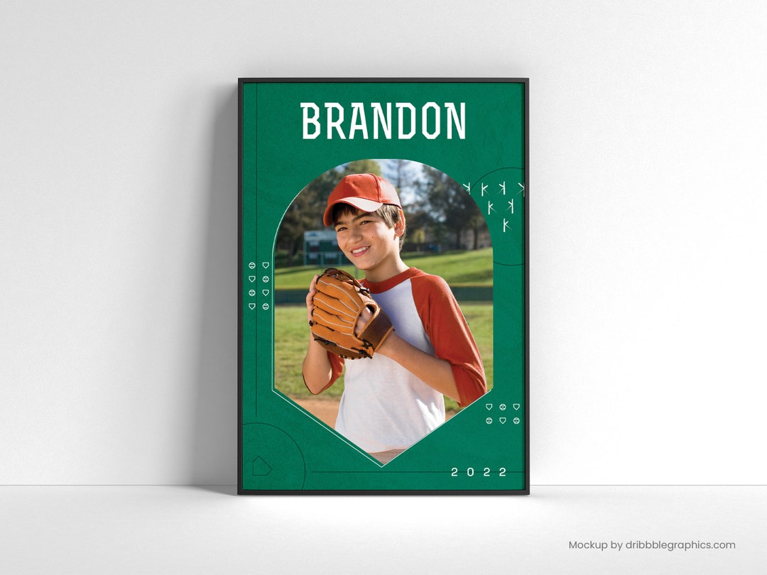 Customizable Baseball Player Poster, Downloadable Photoshop Template ...