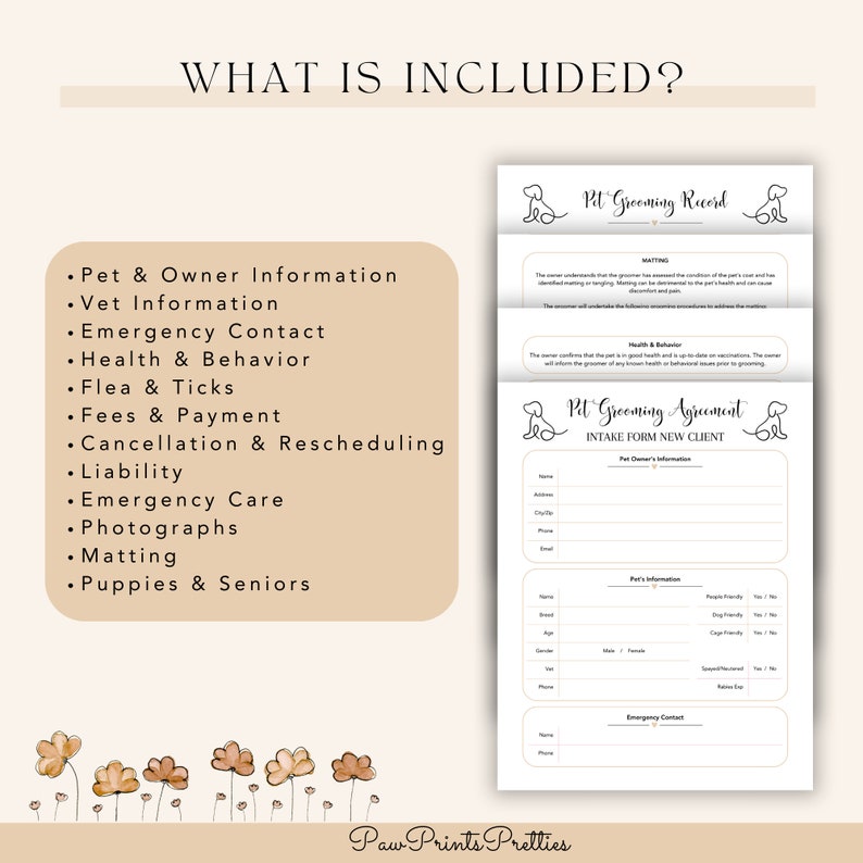 Pet Grooming Agreement Printable - Professional Dog Grooming Contract ...