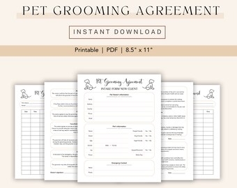 Pet Grooming Agreement Printable - Professional Dog Grooming Contract ...