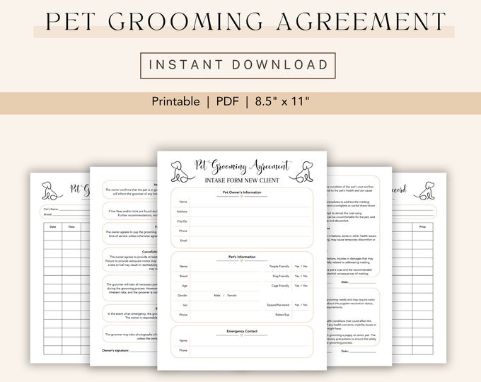 Dog Grooming Registration and Consent Form Printable Consent and ...