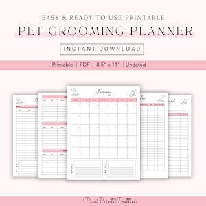 Pet Grooming Planner - Undated Monthly, Weekly & Daily Planner - Dog ...