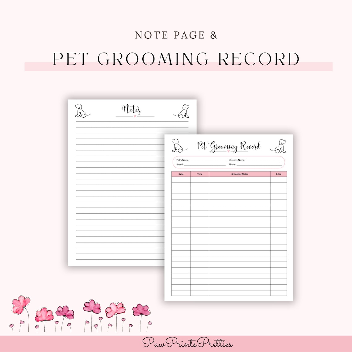 Pet Grooming Planner - Undated Monthly, Weekly & Daily Planner - Dog ...