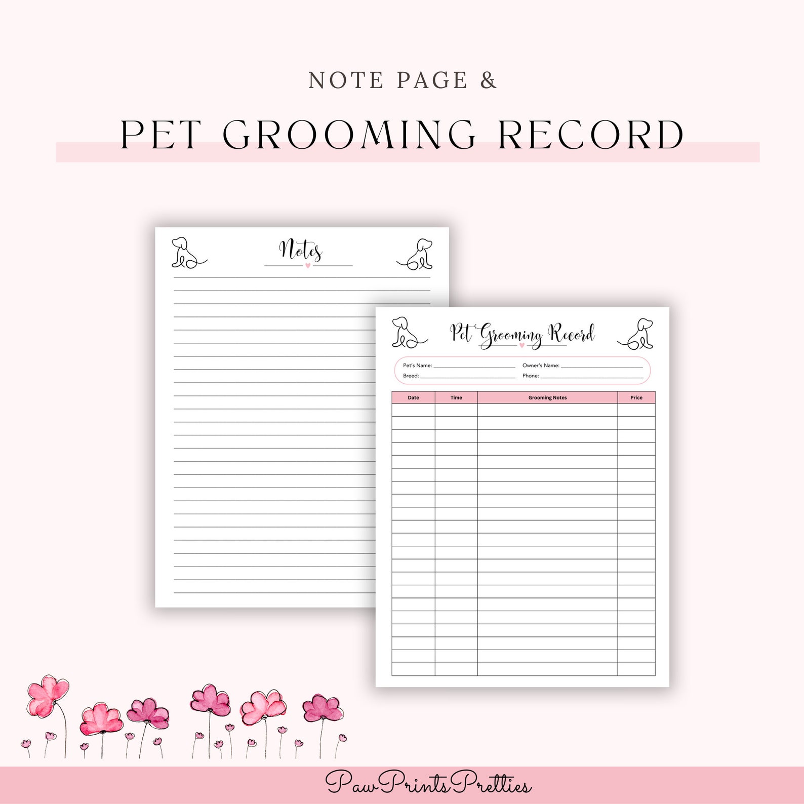 Pet Grooming Planner - Undated Monthly, Weekly & Daily Planner - Dog ...