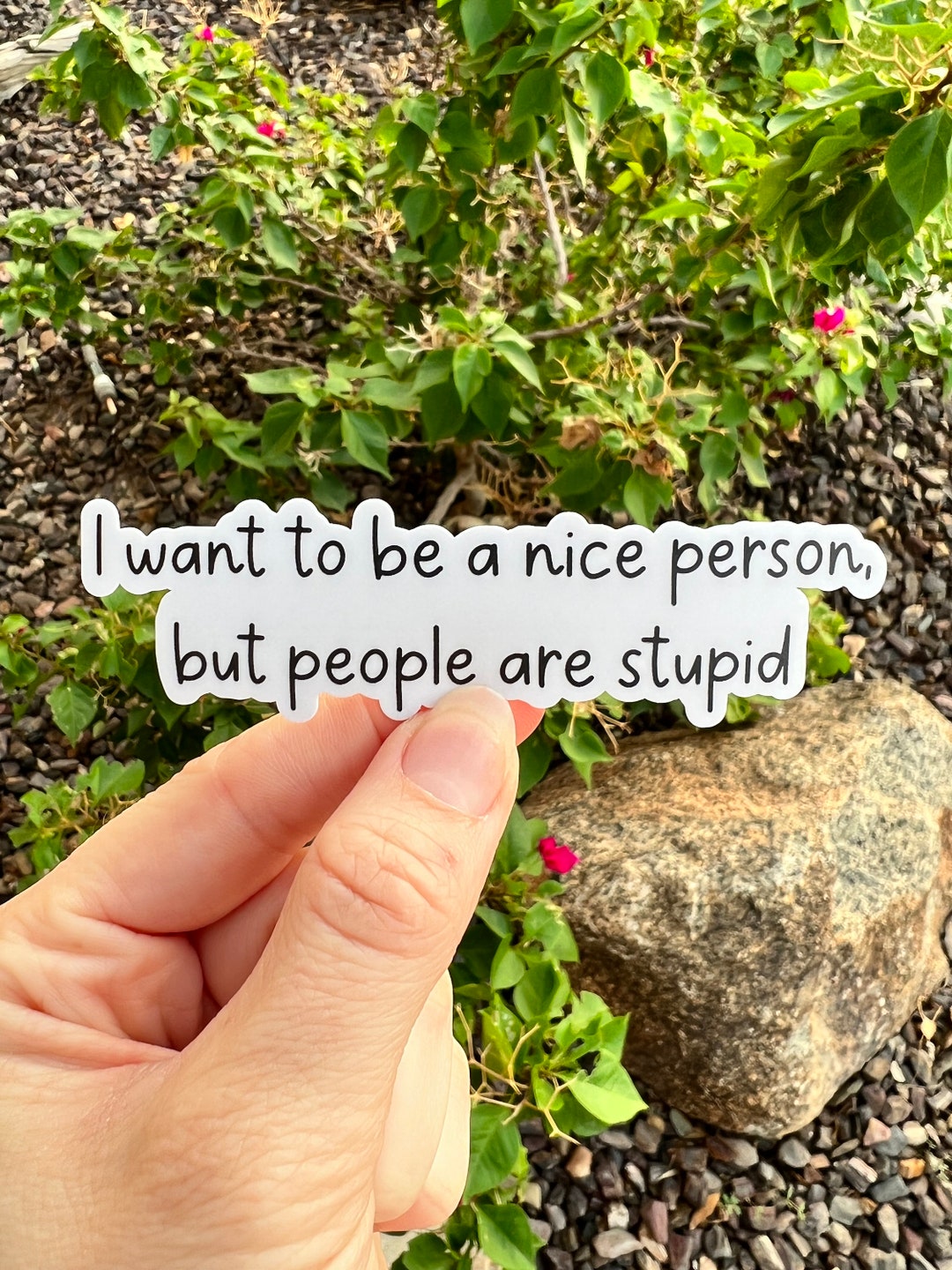 I Want to Be a Nice Person, but People Are Stupid, Vinyl Sticker, Water ...