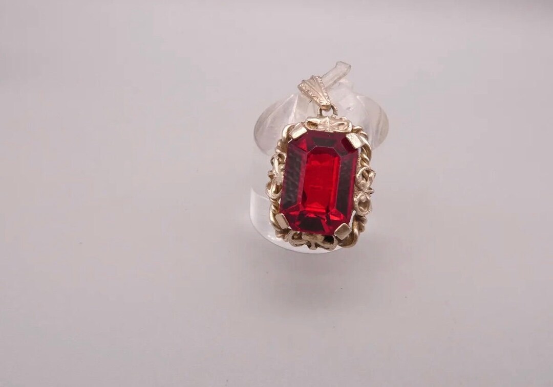 Antique Austro Hungarian Pendant Silver 835 and Red Spinel - Etsy