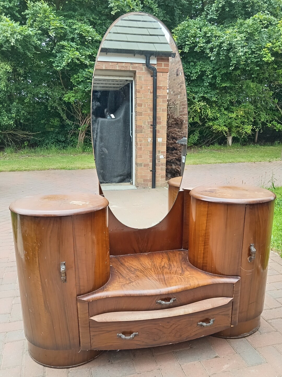 Art Deco Shrager Dressing Table, 1930s Vanity, Walnut refinished on ...