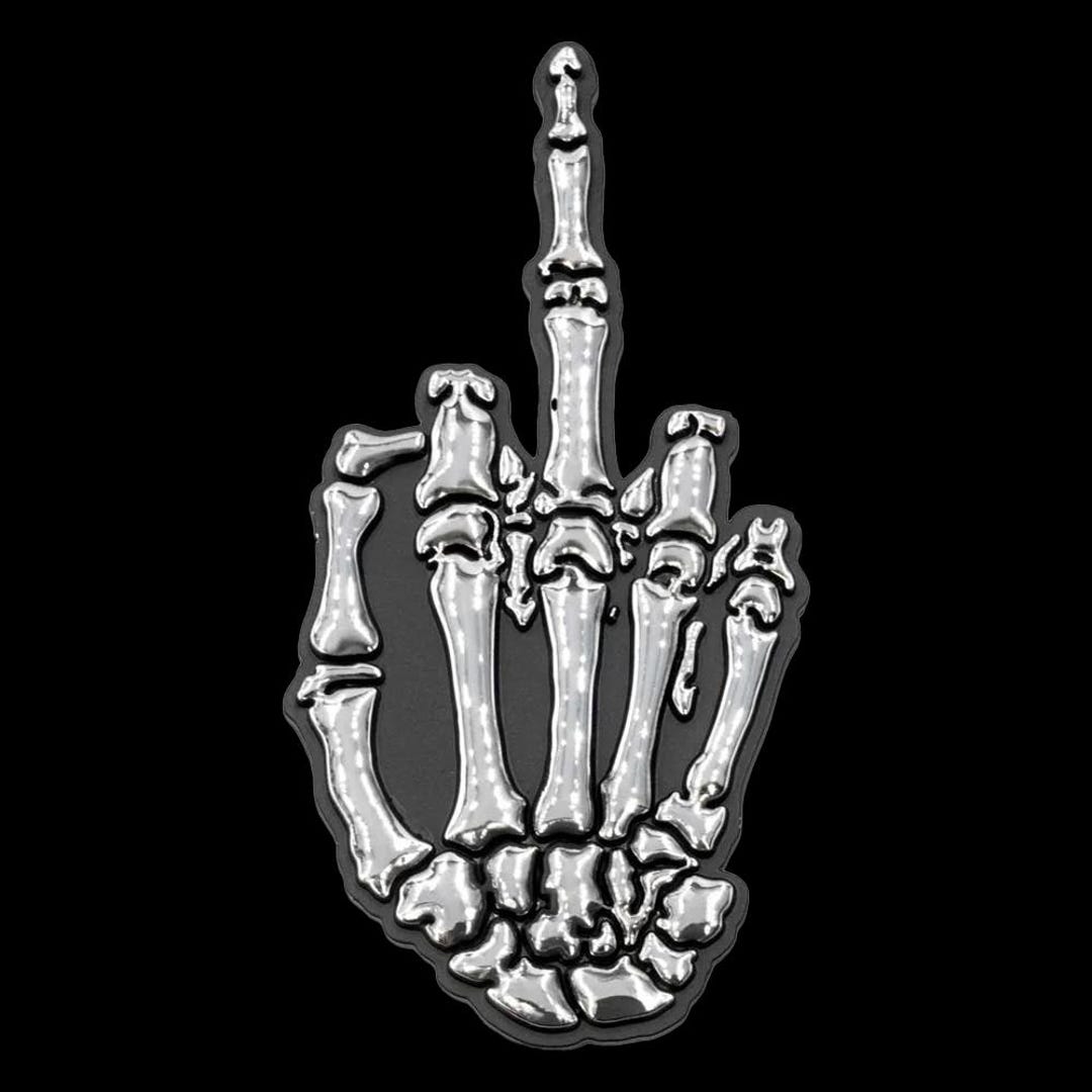 Skeleton Middle Finger Stick on Emblem - Etsy