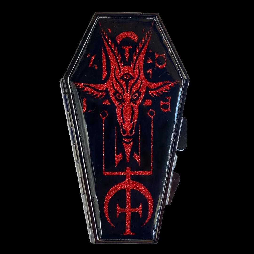 Baphomet Red Glitter Coffin Compact - Etsy