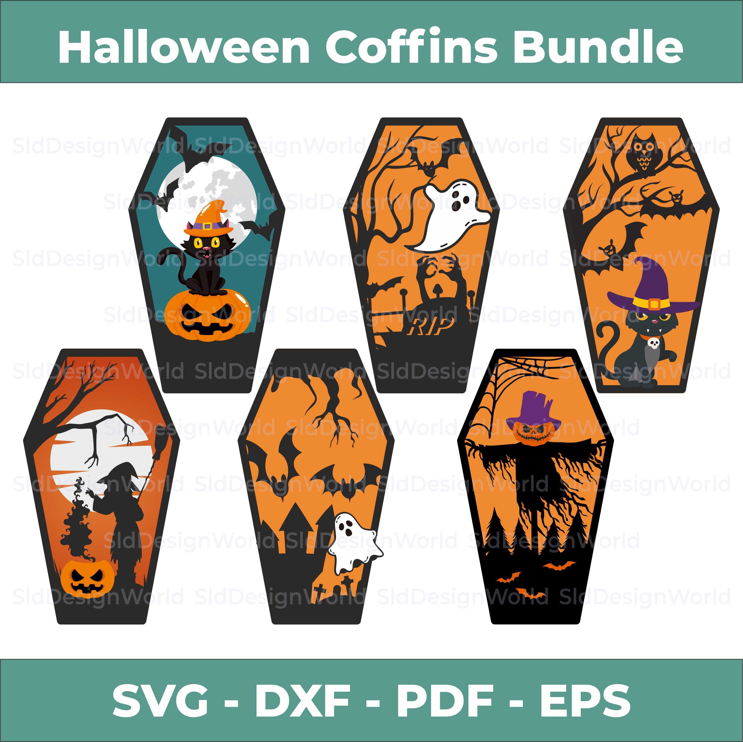 Halloween Coffins Svg Bundle Halloween Decor Pumpkin Coffin Svg Black ...