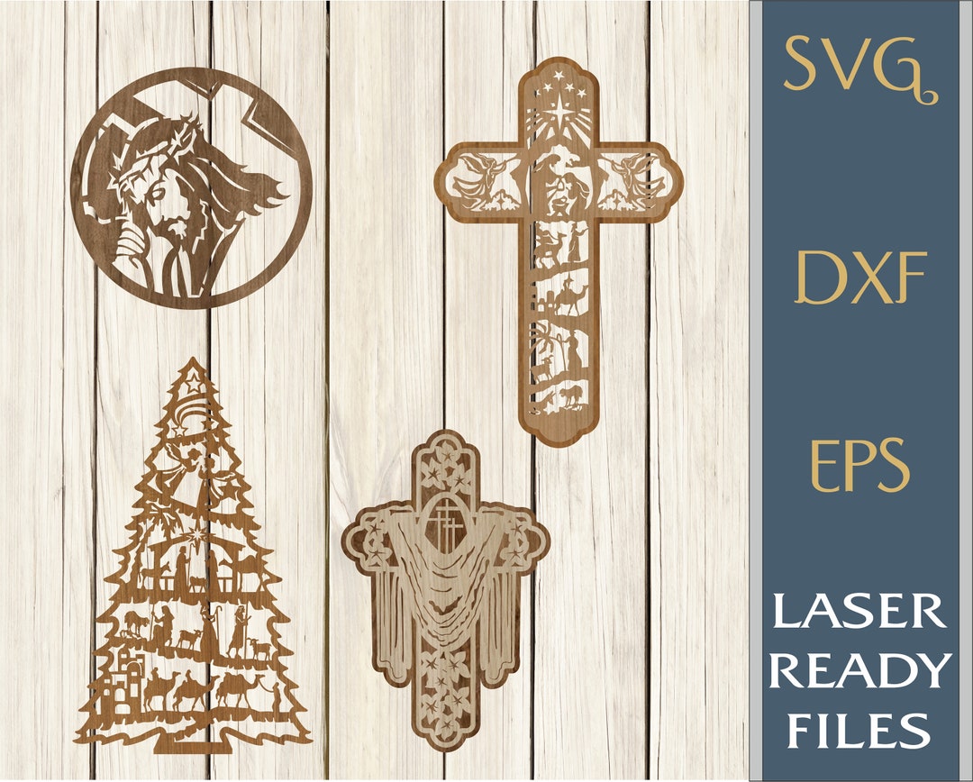 Nativity Tree Digital Pattern. Nativity Cross Digital Pattern, Noel Cut ...