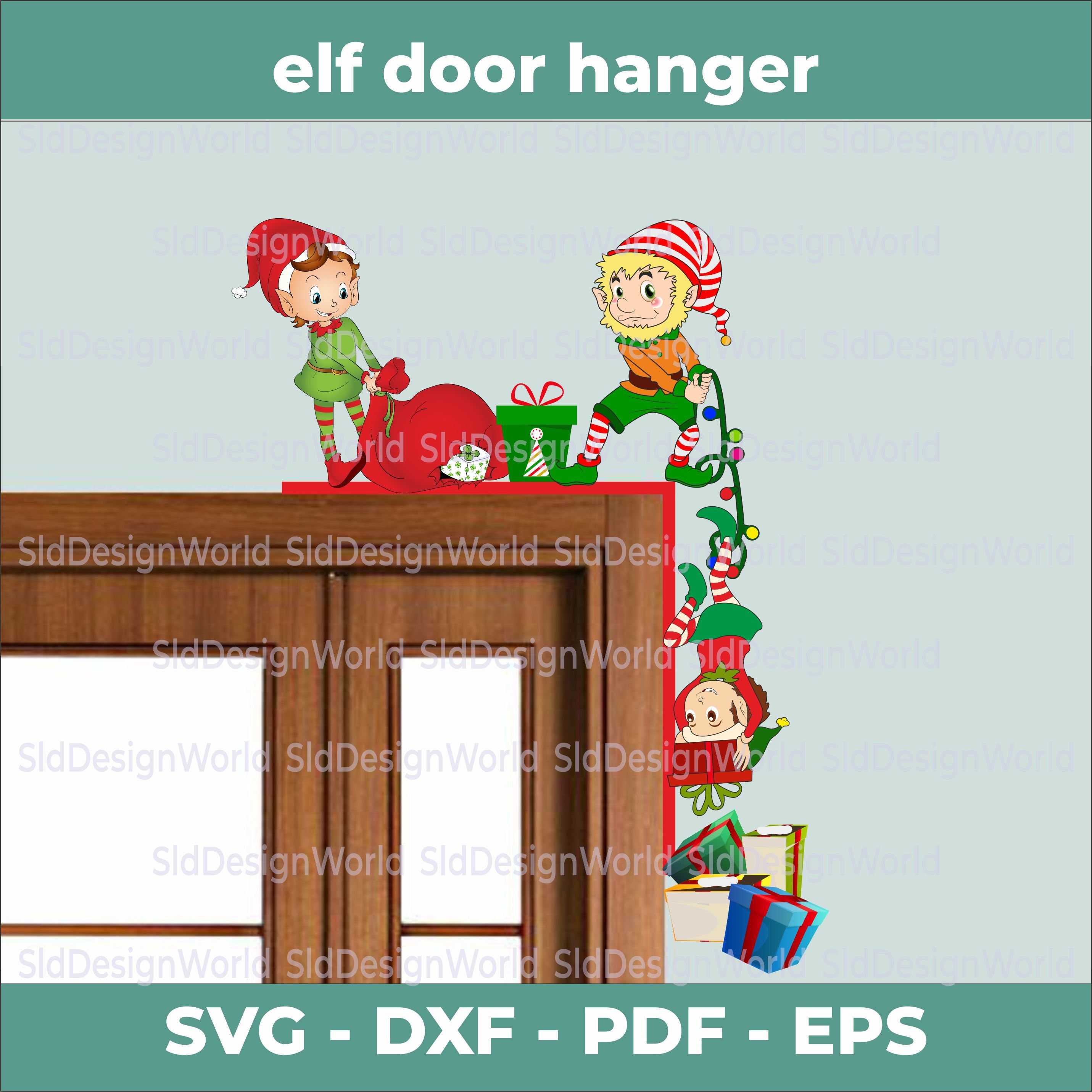 Christmas Elves Door Corner Svg Cut File, Christmas Door Trim Corner ...