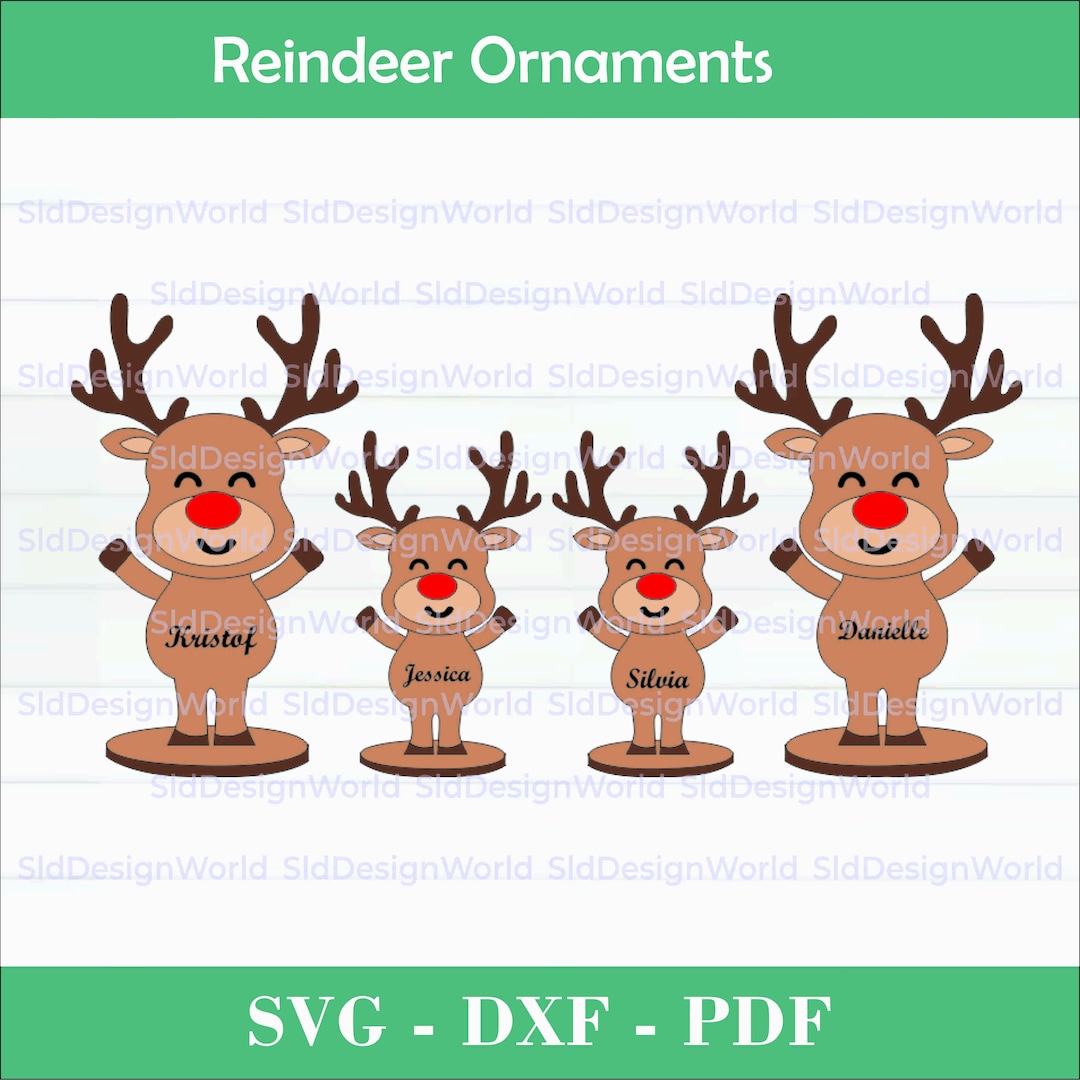 Renne autoportante personnalisée SVG, Décoration de Noël familiale SVG ...