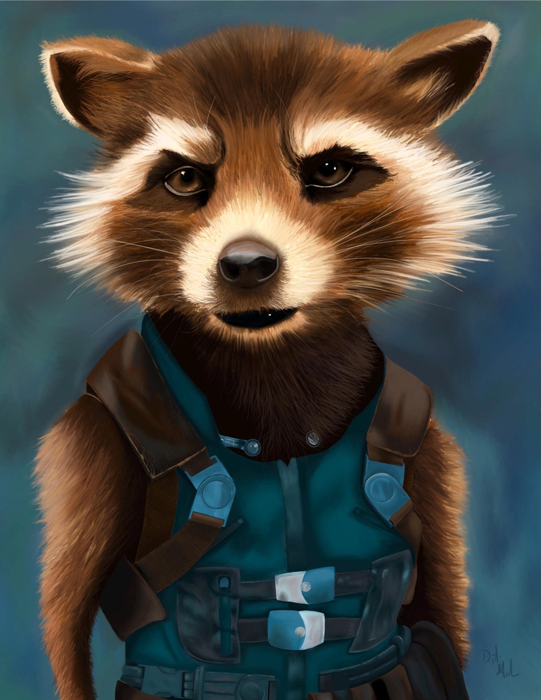 Rocket Raccoon Fan Art Print Raccoon Painting Fine Art Print - Etsy