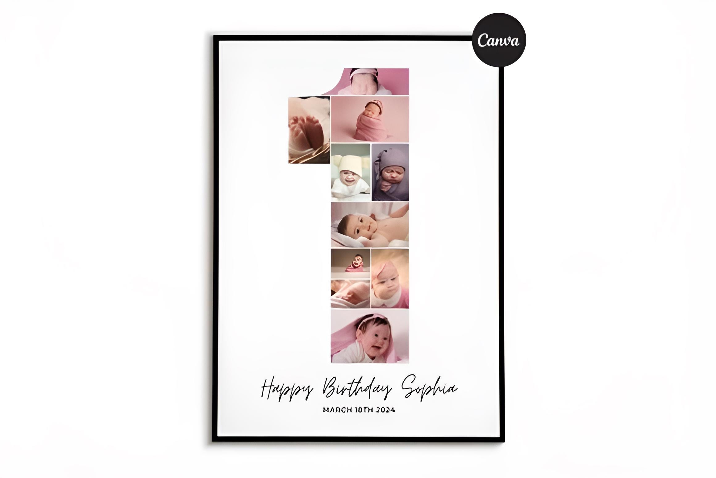 Custom Baby Birthday Number 1 Photo Collage Canva - Etsy