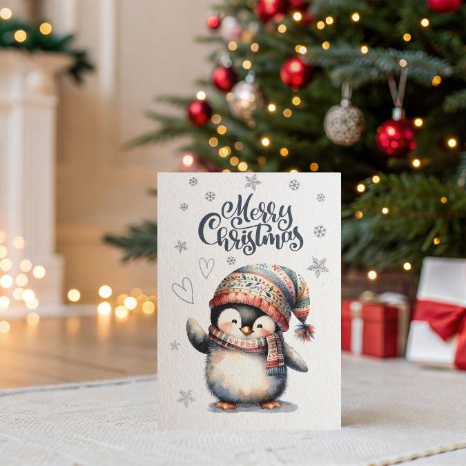 Christmas Penguin Cards Digital Print Set - Etsy