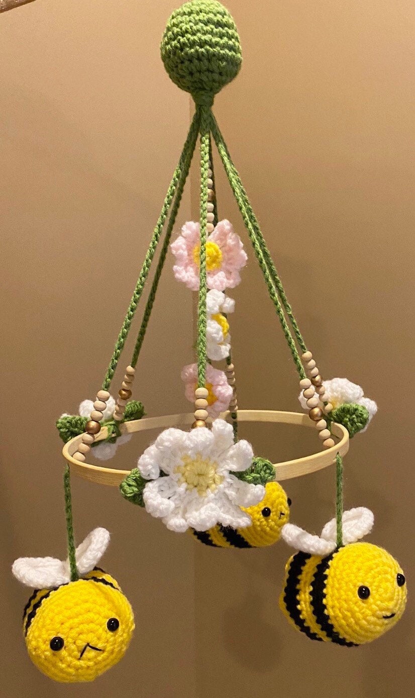 Flowers and Bees Hand-crafted Crochet Baby Mobile - Etsy